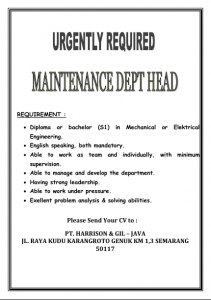 Lowongan Pekerjaan PT HARRISON & GIL - JAVA - Universitas Muhammadiyah ...