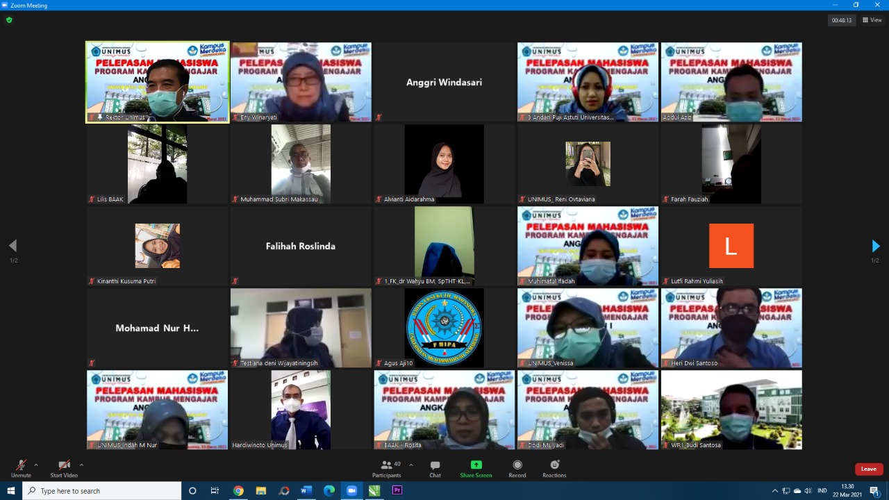 Unimus Gelar Pelepasan 28 Mahasiswa Lolos Seleksi "Program Kampus Mengajar Batch 1 Tahun 2021 ...